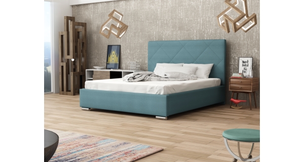 Čalouněná postel DANGELO 5 160x200 cm, modrá látka | NEJLEVNEJSINABYTEK.CZ