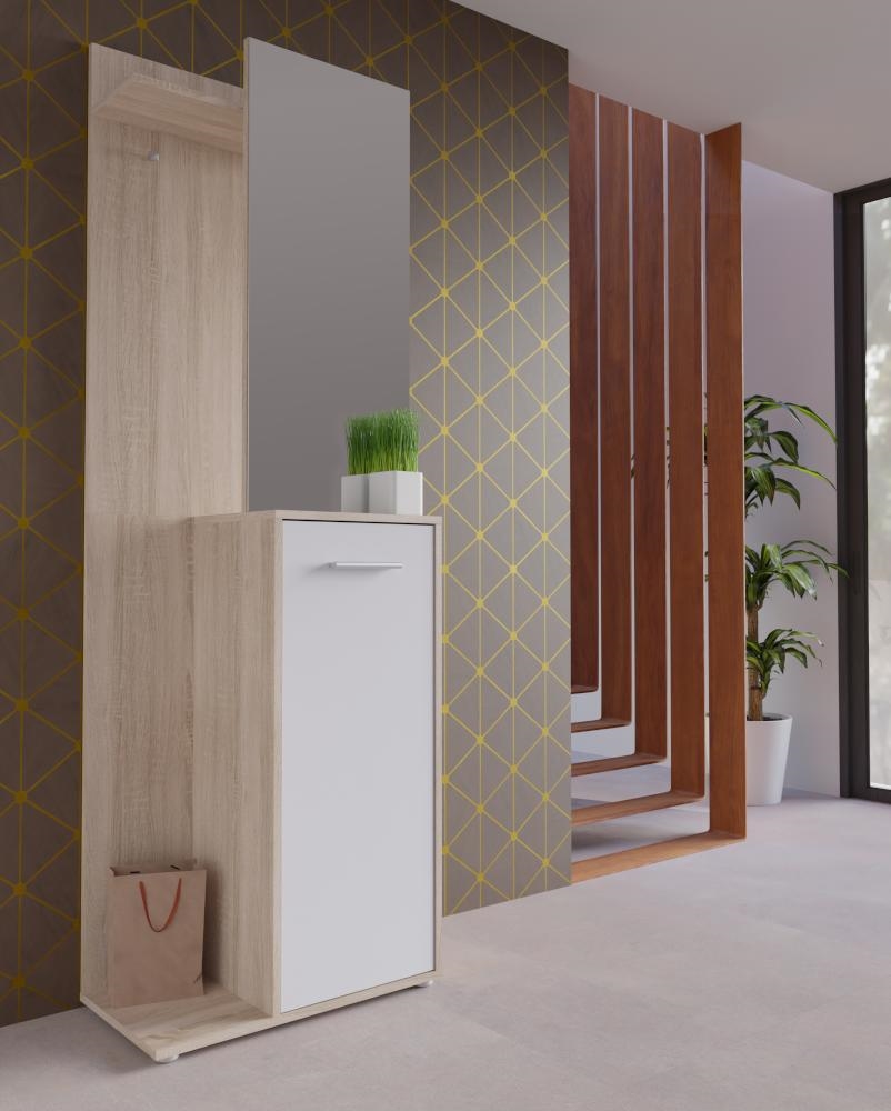 Předsíň ANOREK, dub sonoma/bílá, 5 let záruka | NEJLEVNEJSINABYTEK.CZ