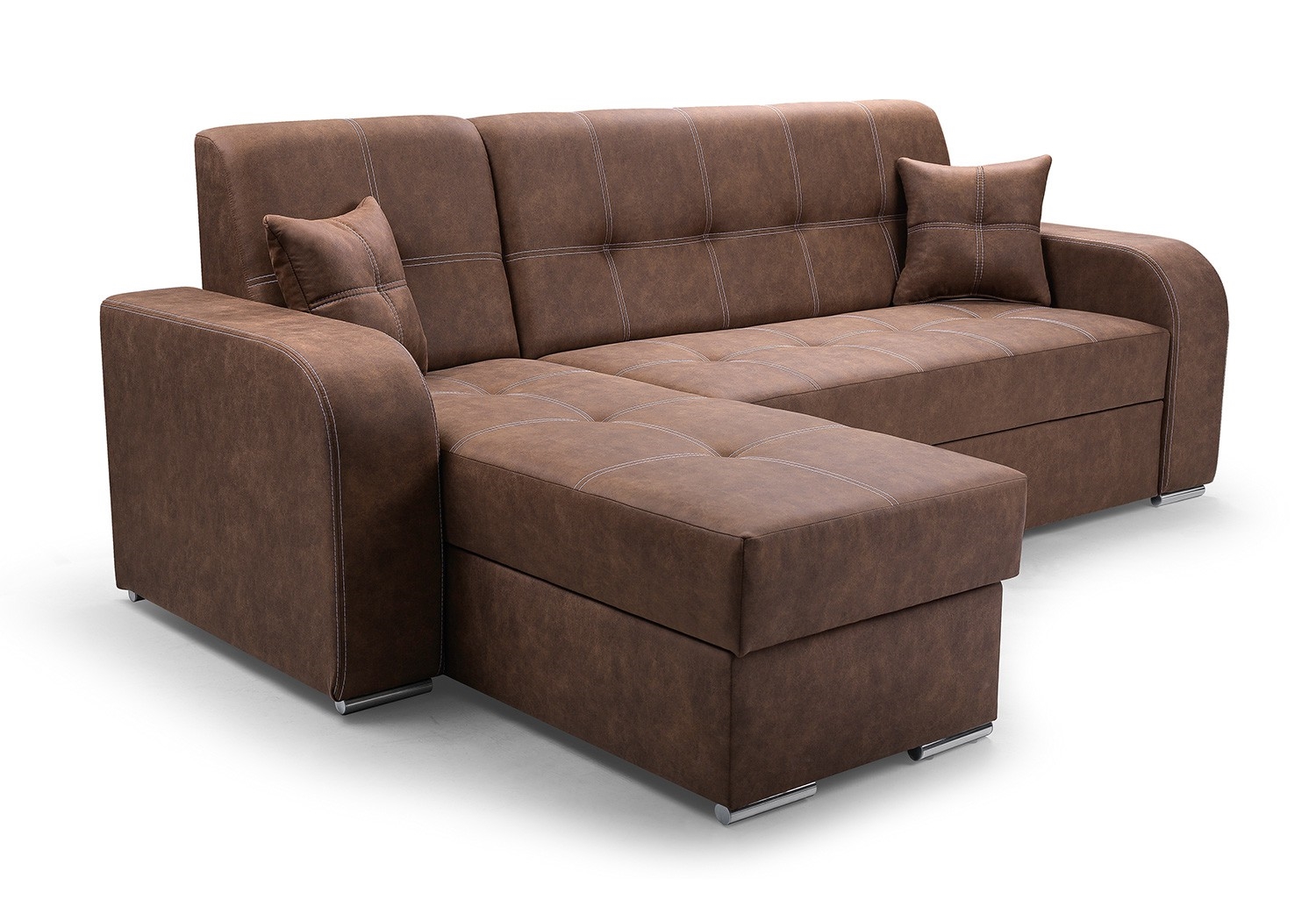 Rohová sedačka URSEOLATA, hnědá, levá | NEJLEVNEJSINABYTEK.CZ